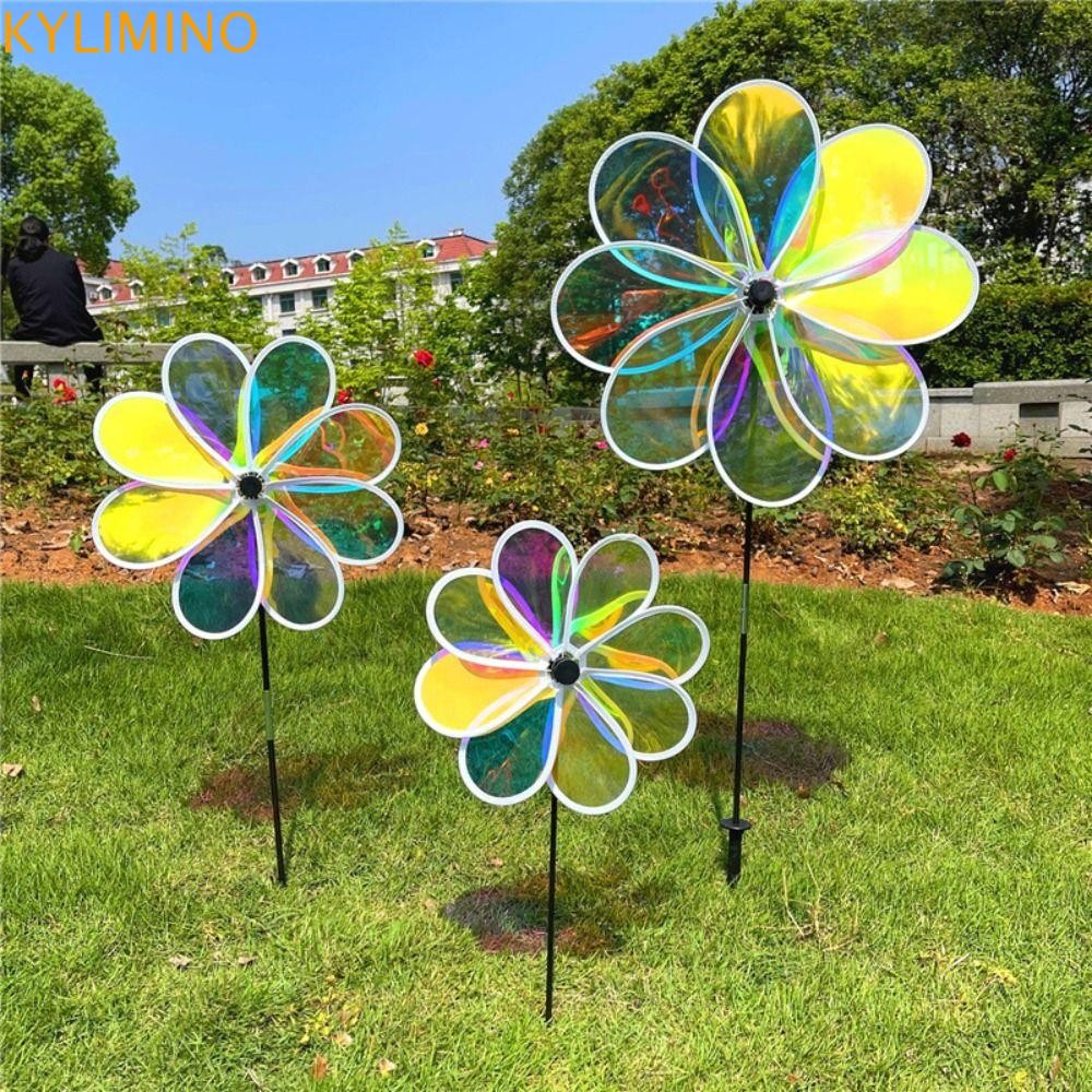 KYLIMINO Eight Leaf Windmill, Transparent Flower Color Film Windmill ...