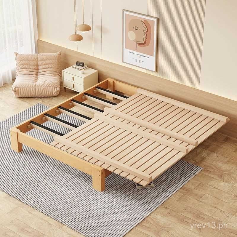 Solid Beech Wood Bed Tatami Japanese Style Bed Simple Modern No Headboard Bed Frame Double No ...