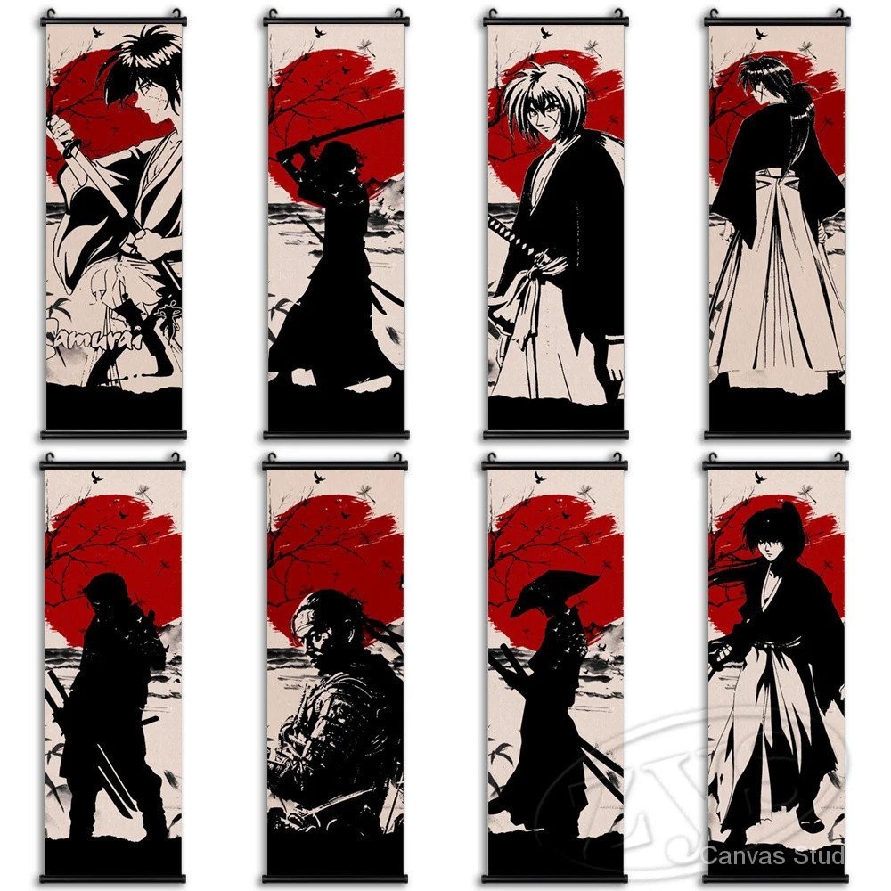 Samurai Hanging Scrolls Canvas Prints Pictures Japanese Anime Wall ...