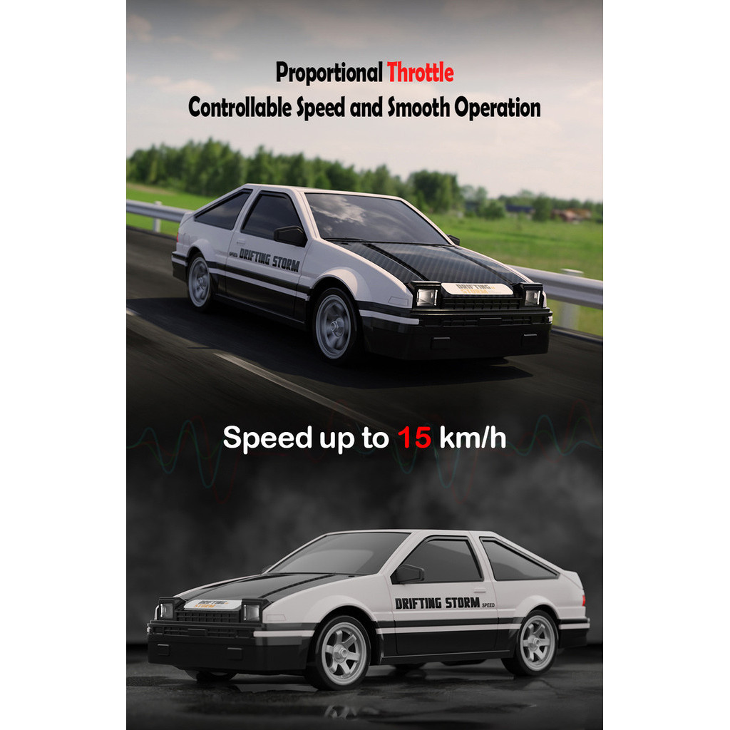 COD 1:24 Drift RC AE86 Super Large Battery Capacity Cool Stunt Speed ...