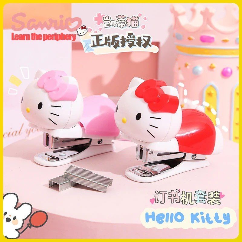 Sanrio Genuine Cartoon Stapler Set Cute Hello Kitty Kuromi Cinnamoroll ...