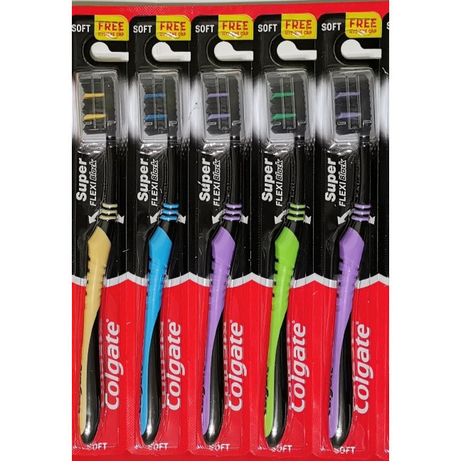 1pcs Colgate Super Flexi Black Toothbrush Soft ,WITH HYGIENE CAP ...