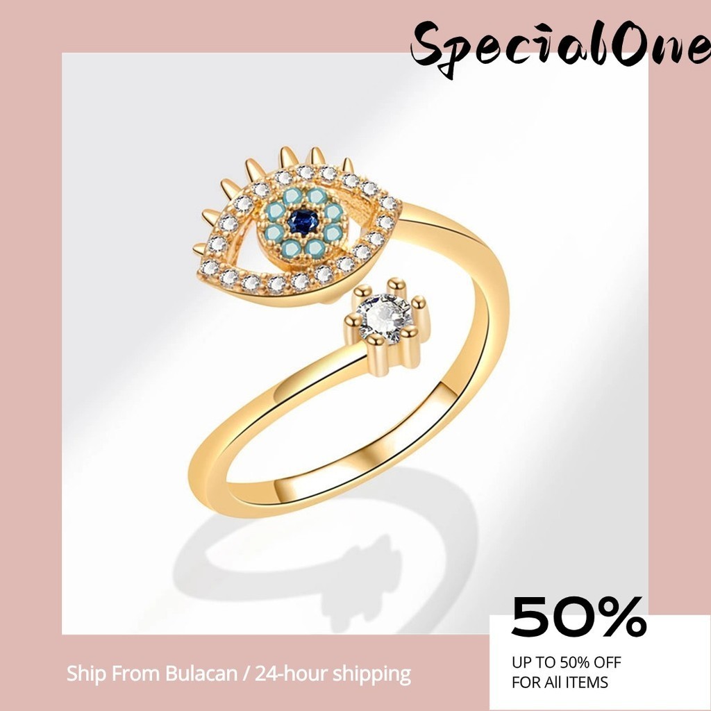 Adjustable Devil's Eye Open Ring Lucky Turkish Evil Eye Rings Women ...