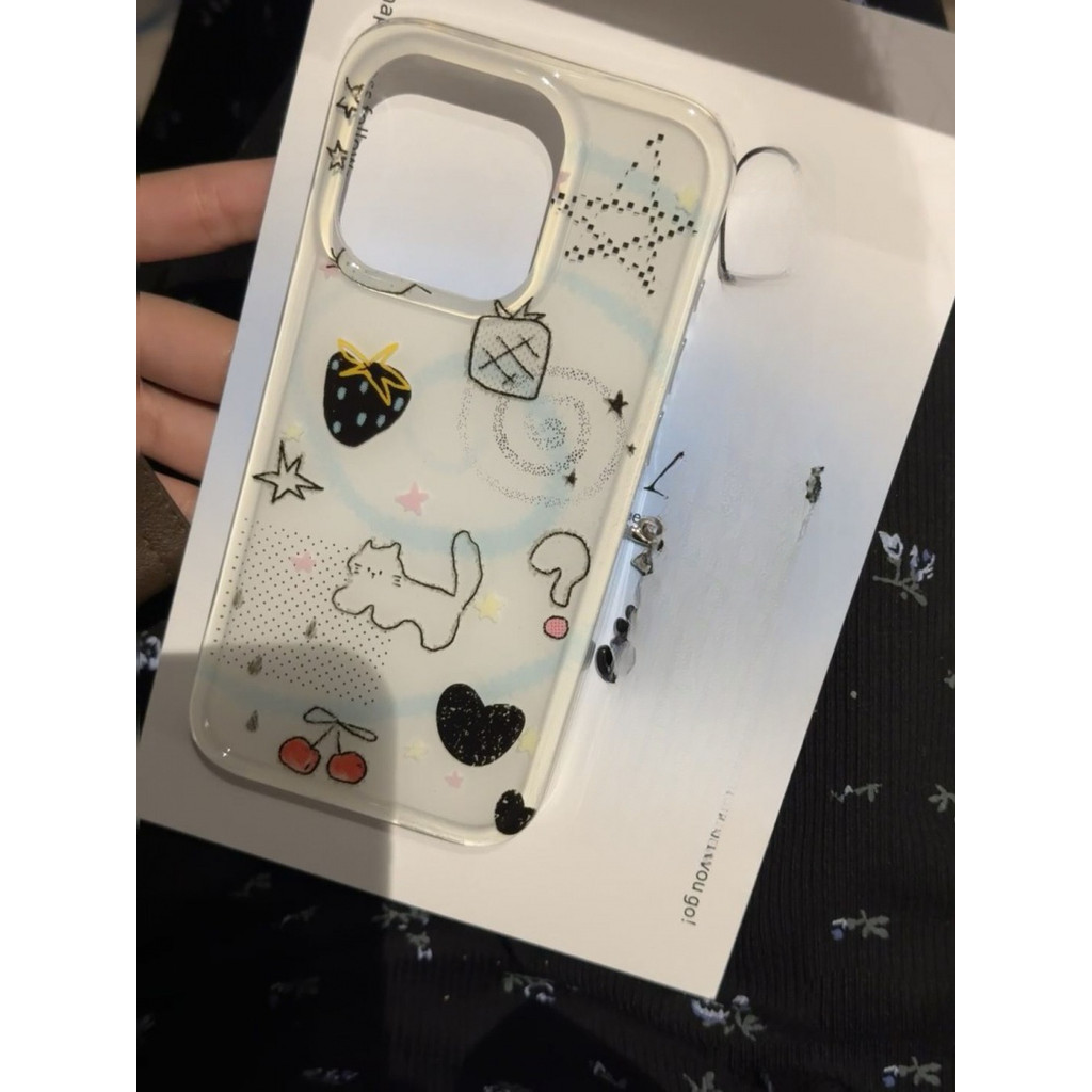 Phone case ApplicableiPhone Cherry Cat Black Strawberry Suitable15Phone ...