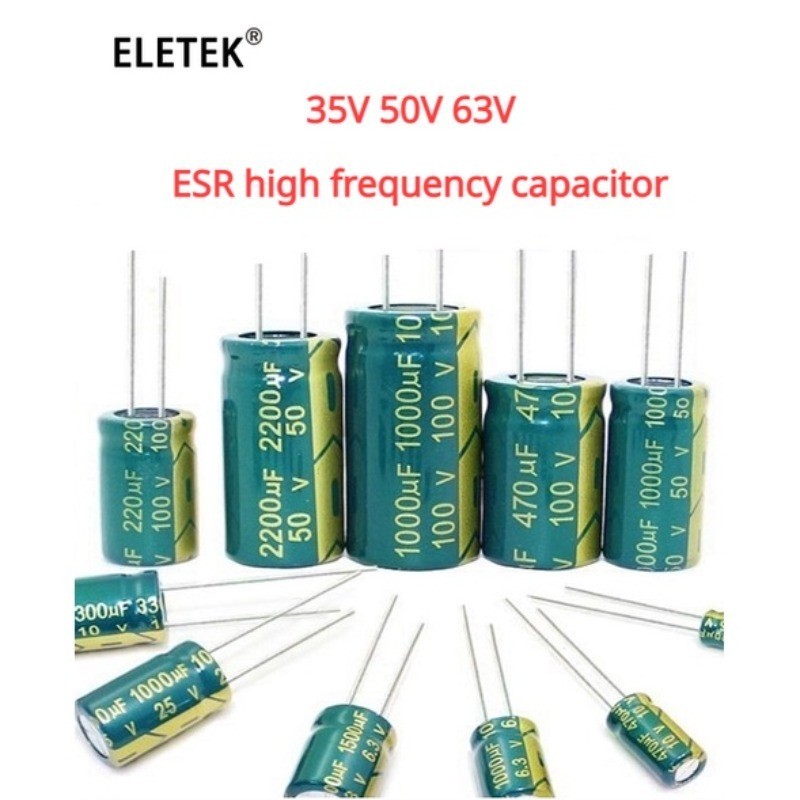 100Pcs 35V 50V 63V Low ESR High Frequency Aluminum Capacitor 2.2UF 47UF ...
