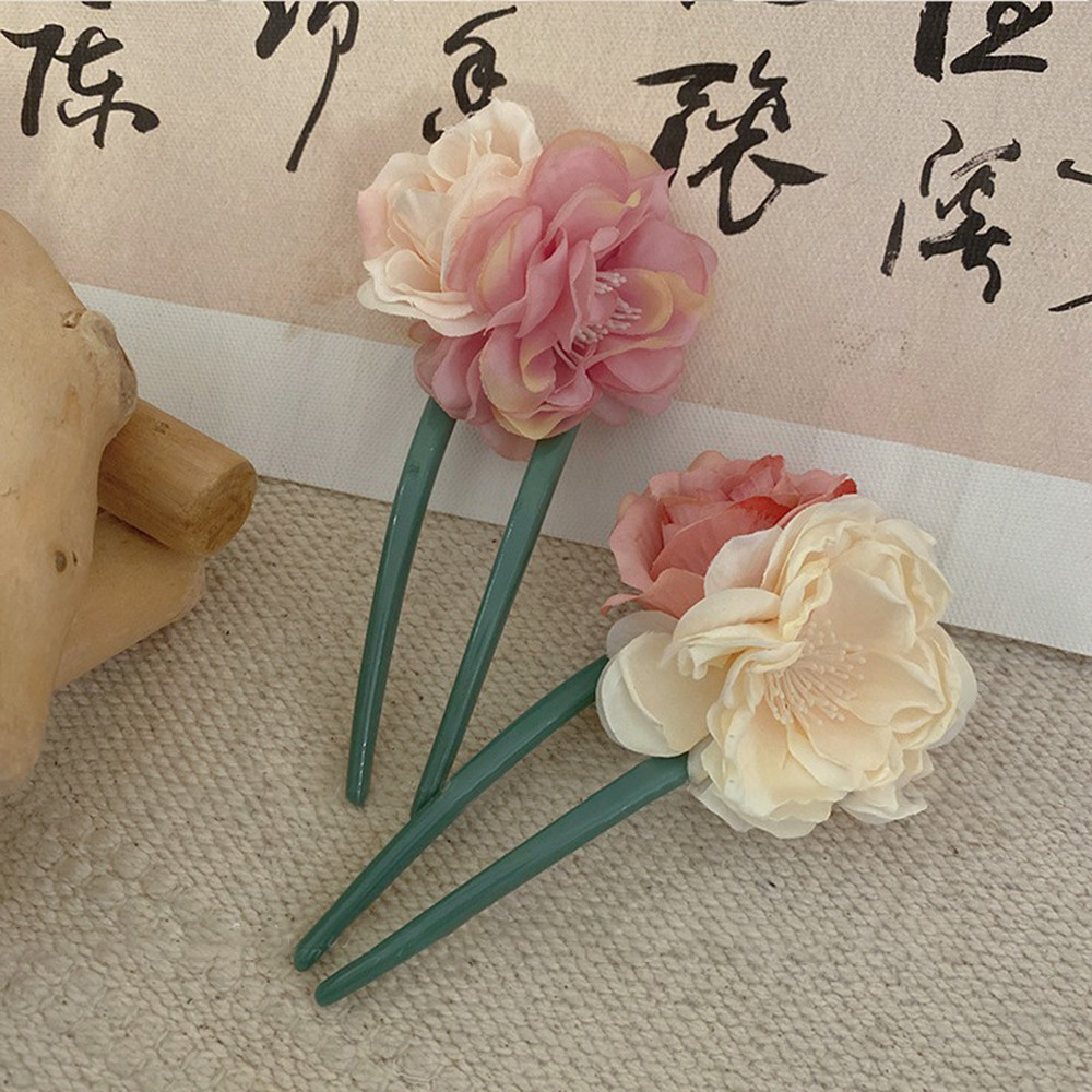 Super Immortal Mesh Haitang Flower Bobby Pin Pan Hair U-shaped Hairpin ...