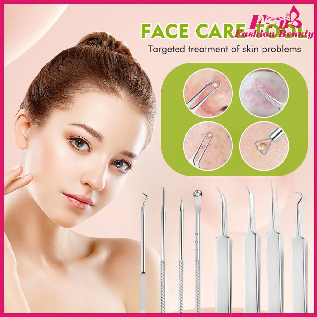 Stainless Steel Acne Clip, 5-in-1 Facial Cleaning Tool Set Tweezers ...