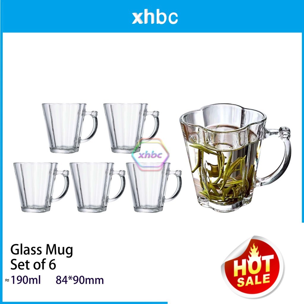 190ML Glass glass, tea cup, coffee cup with handle (1Pc/6pcs) DSZB388 ...
