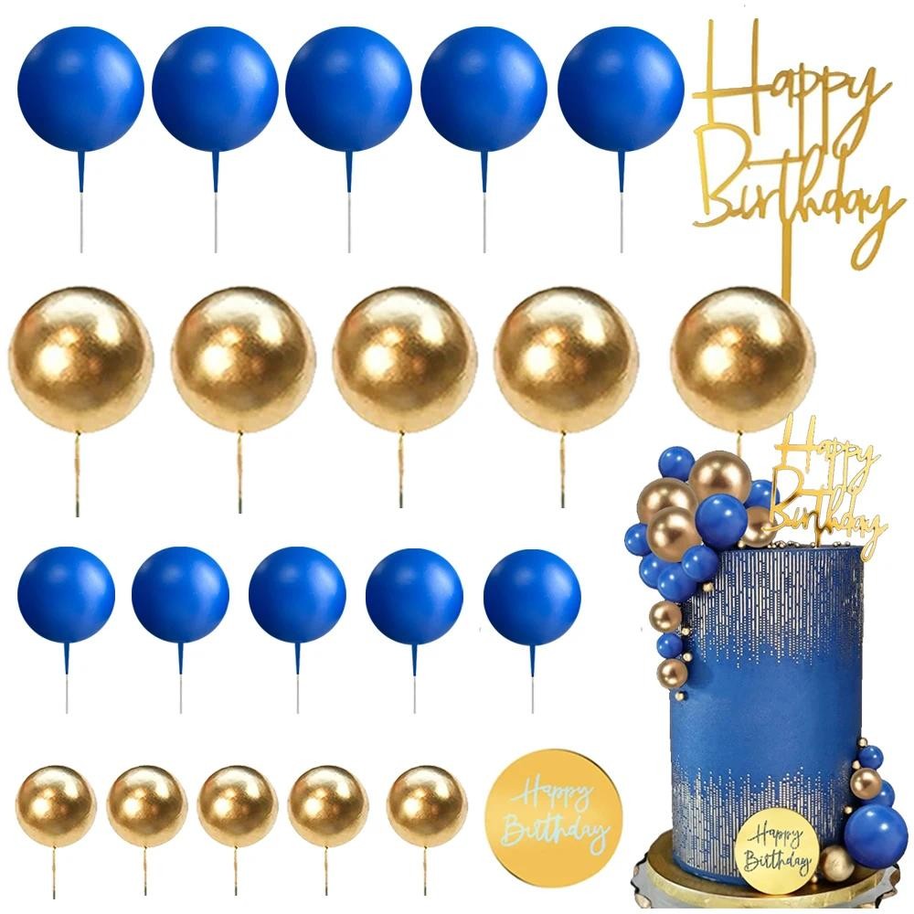 22Pcs Birthday Cake Topper Set Acrylic Happy Birthday Ball Shaped Cake ...