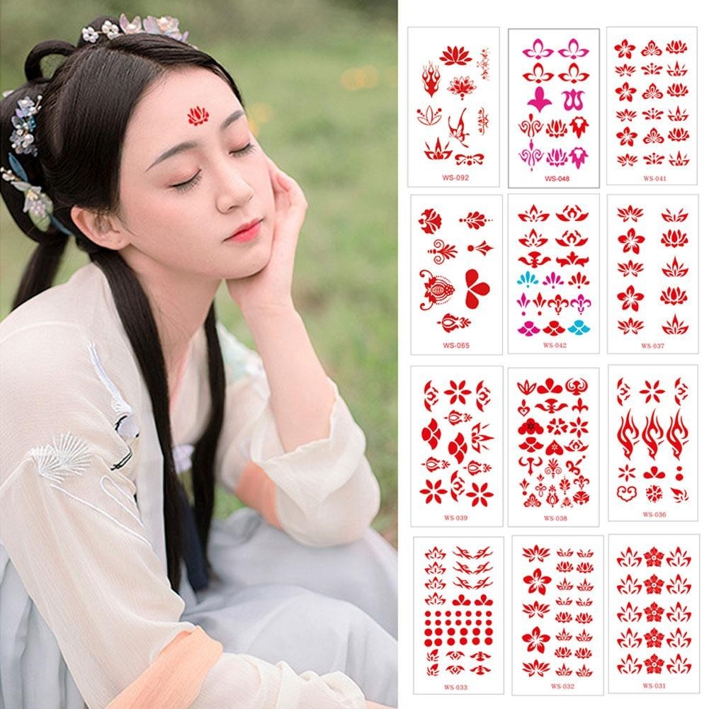 Red Eyebrow Stickers Ancient Costume Hanfu Ancient Forehead Stickers ...