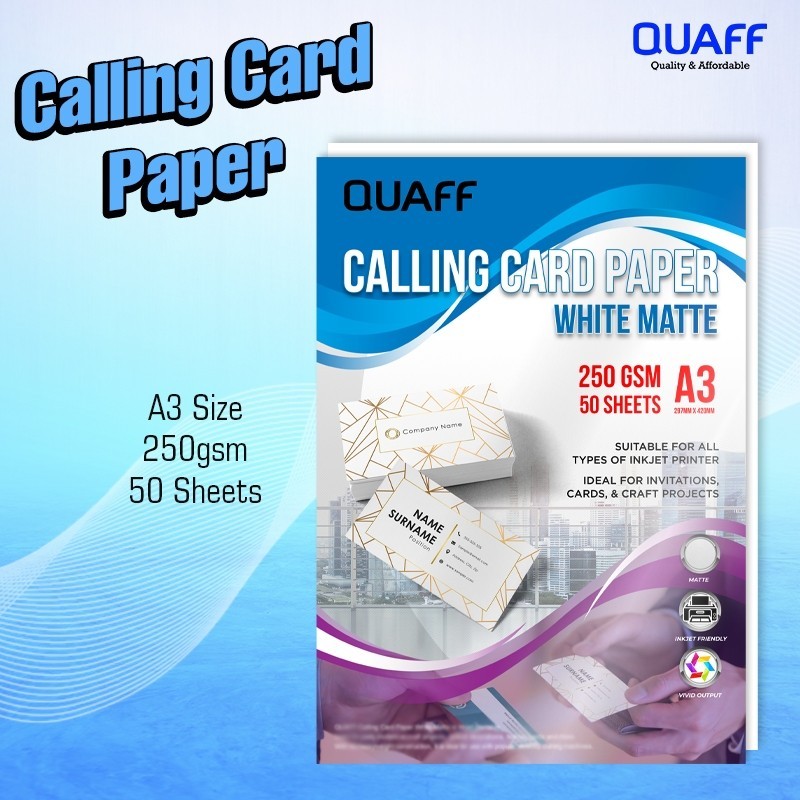 QUAFF A3 Size Calling Card Paper 250gsm Double Sided White Matte ...