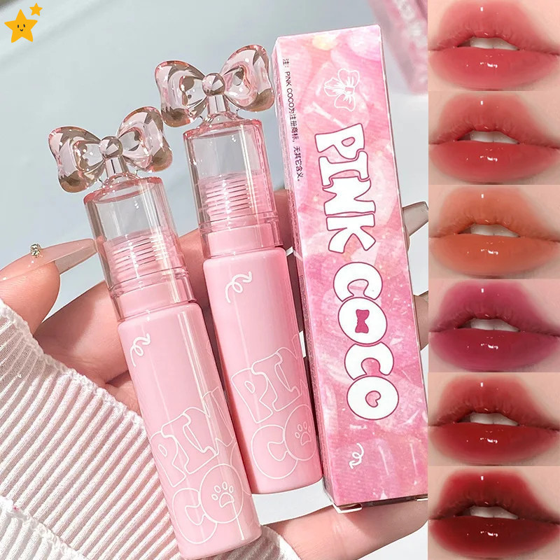 【JP4】【JP4】Cute Bow Pink Water Gloss Mirror Lip Glaze Liquid Lipstick ...