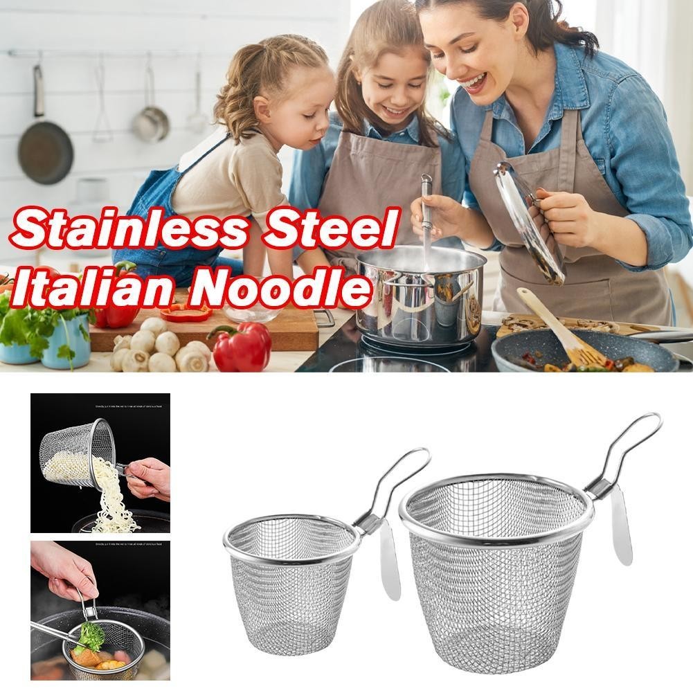 Stainless Steel Italian Noodle Basket Pasta Basket Mesh Food Strainer ...