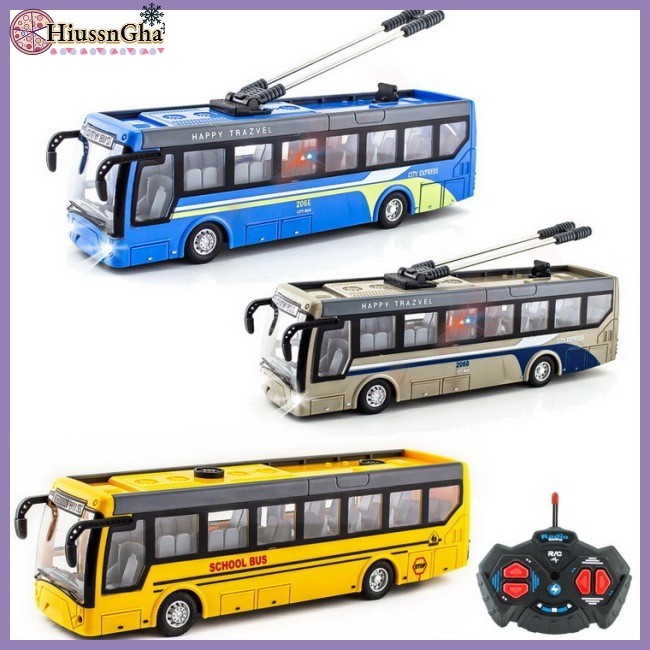 HIHA 27MHz RC Bus Toy With Lights 4CH Simulation Tourist Sightseeing ...