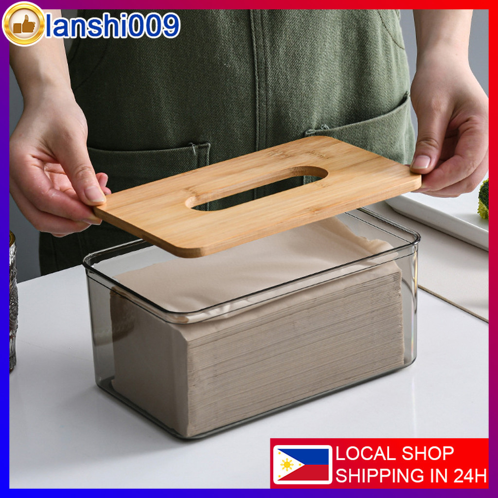 Tissue Box Transparent Bamboo Paper Nordic Wood Towel Box Paper Roll ...