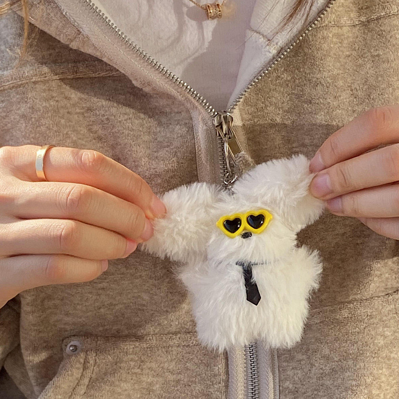 Fun Bow Tie Bunny Bag Pendant Sunglasses Cartoon Plush Rabbit Doll 5280