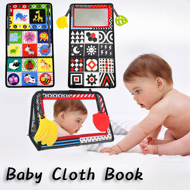 Black And White Haha Mirror Cloth Book Vision Training Foldable Tooth ...