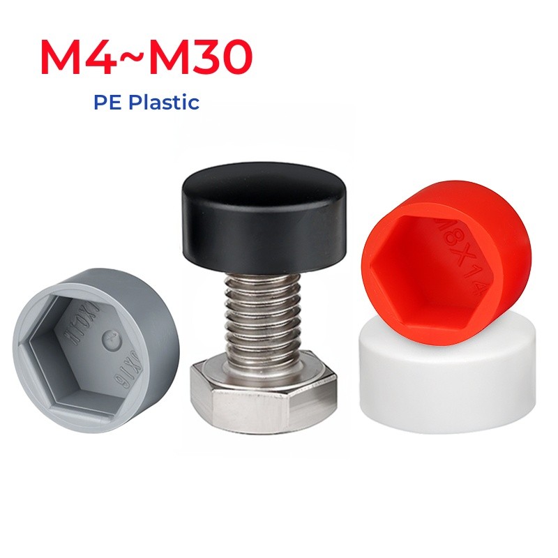 M4 M5 M6 M8 M10 M12 M14 M16 M18 M20 M24 M27 M30 PE Bolt Nut Cap Cover ...