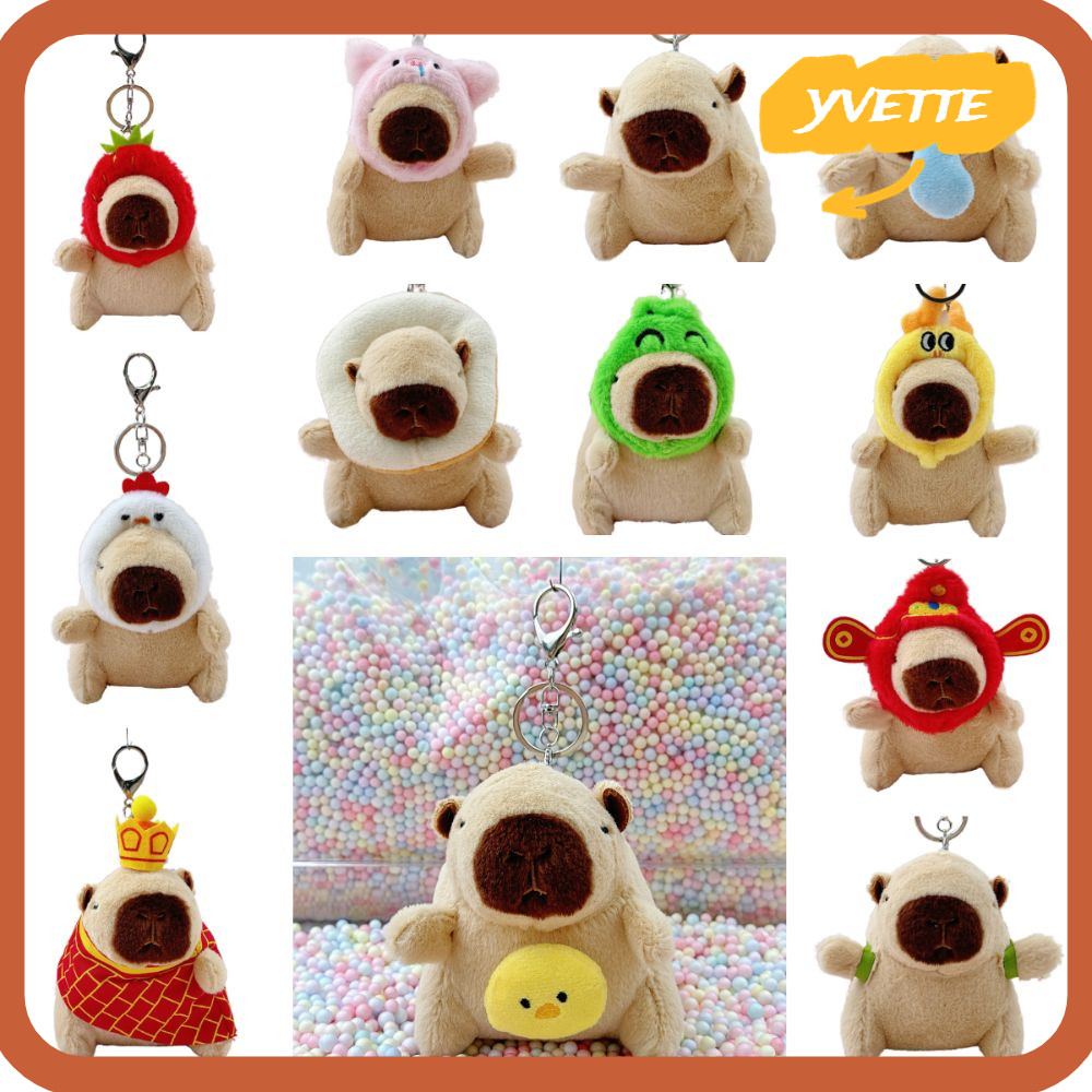 YVE Plush Capybara Doll, Light Brown Cute Keychain Pendant, Kawaii Toy ...