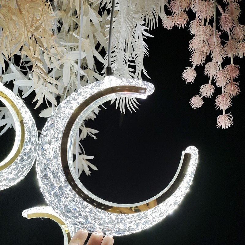 Romantic Mirror Ceiling Light 5-head Acrylic Water Drop Led Christmas ...