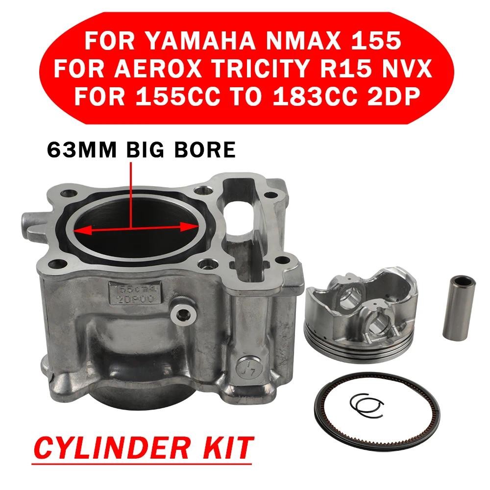 Motorcycle Cylinder Kit Piston Ring Set Gasket Block 63MM Bore Hole For ...