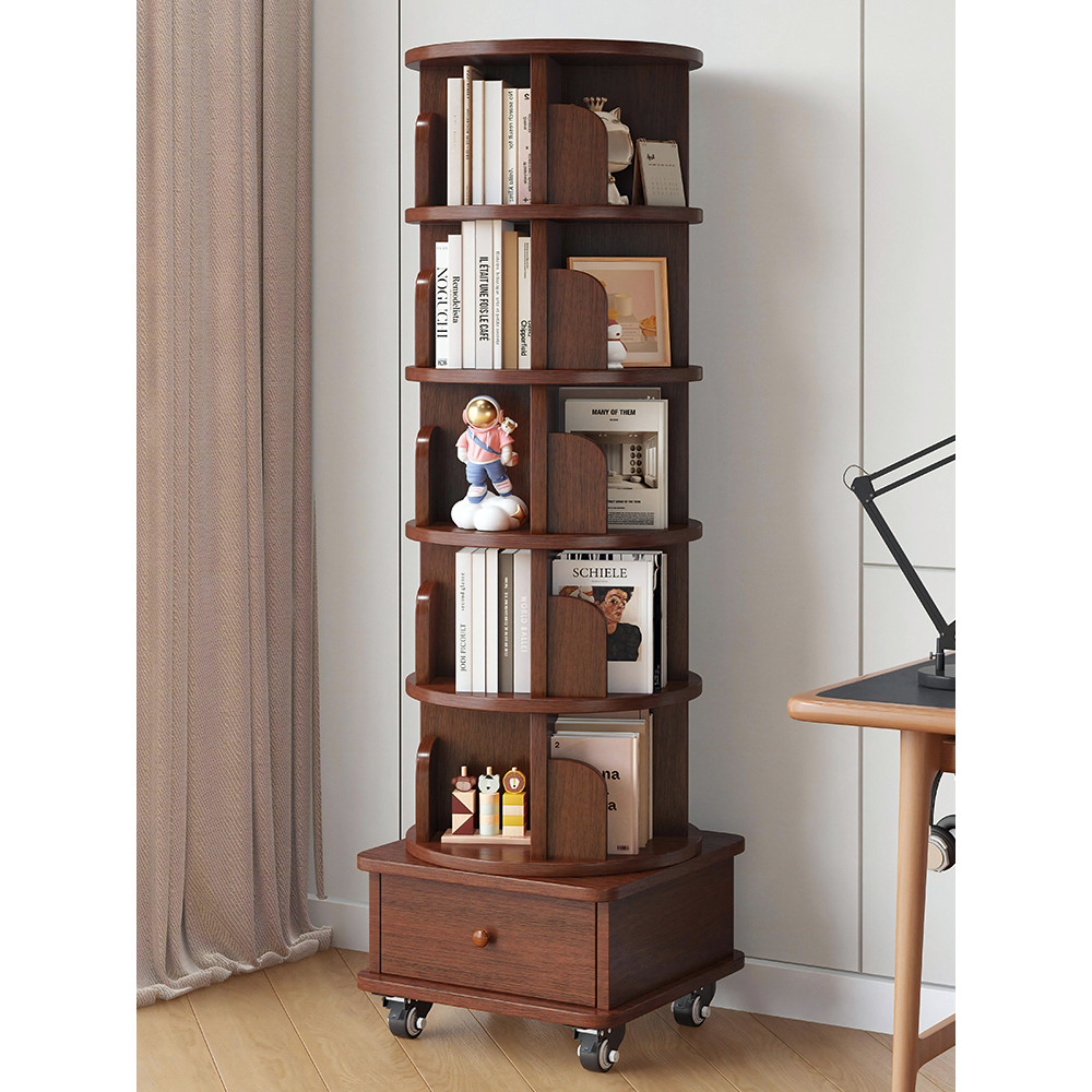 Solid Wood Rotating Bookshelf Integrated Wall Children's Picture Book ...