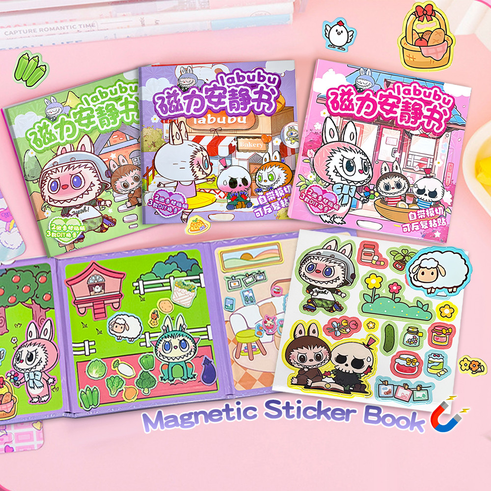 Wonderbaby Labubu Magnetic Quiet Book Labubu Small Monster Sticker Book ...
