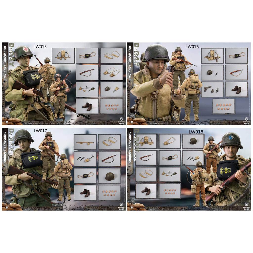 Crazy Figure LW015-LW018 1/12 Normandy Landing World War II US Cavalry ...