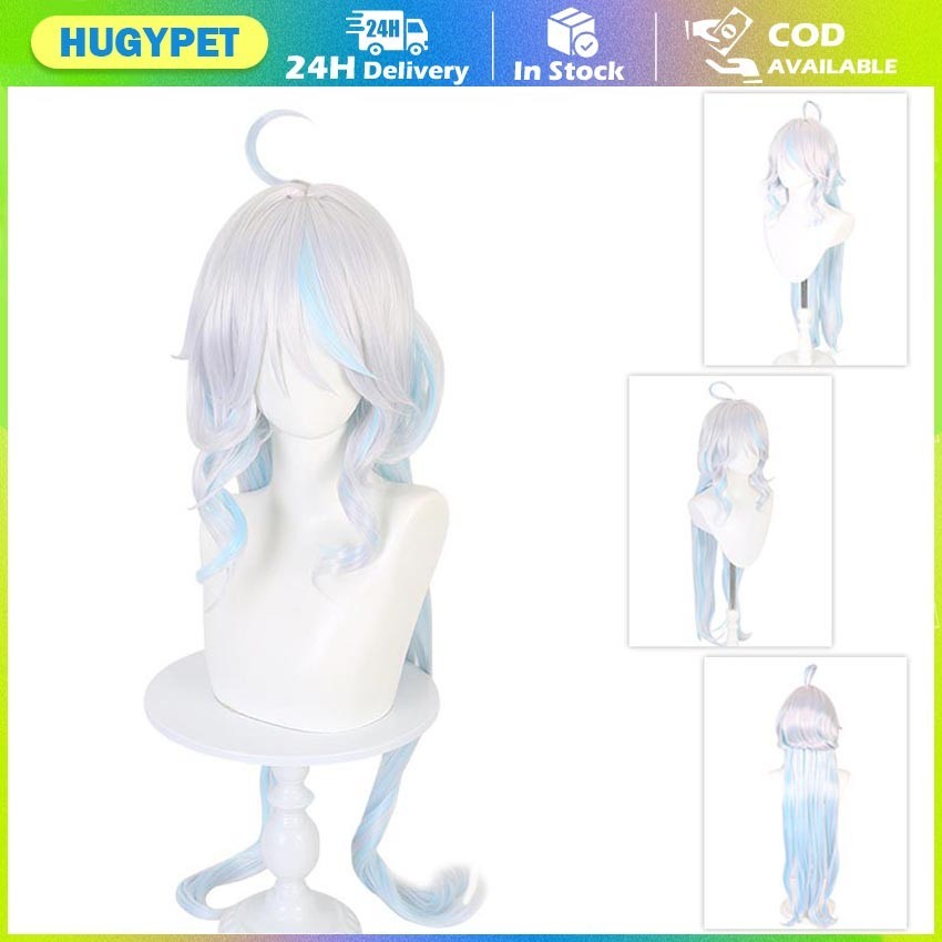 Genshin Impact Focalors Cosplay Wig Furina Wig Silver White Blue Anime