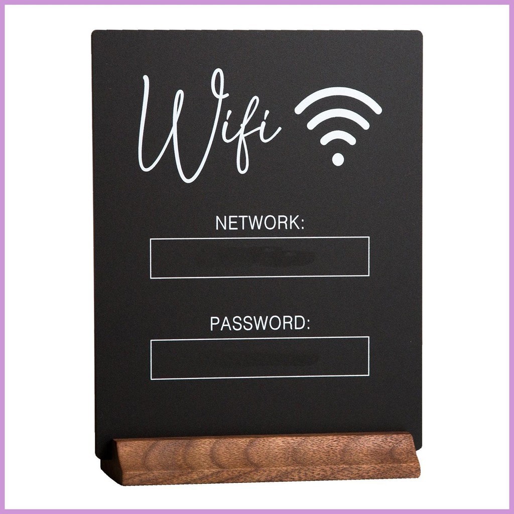 Acrylic WiFi Password Sign Guest Room WiFi Signage with Wooden Base ...