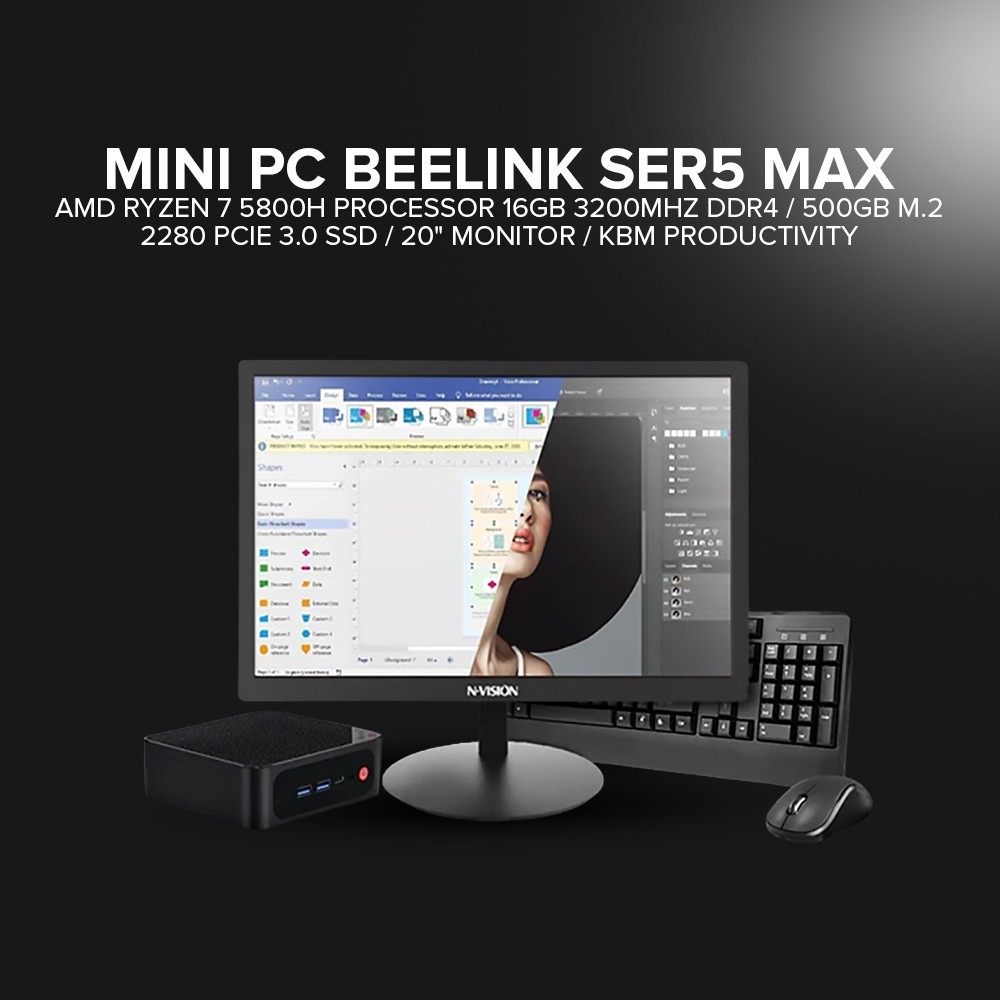 EasyPC Pocket Rocket Beelink Mini S12/SEi12/SER5/SER5 MAX/GTR7/ Mini PC with combo set and ...