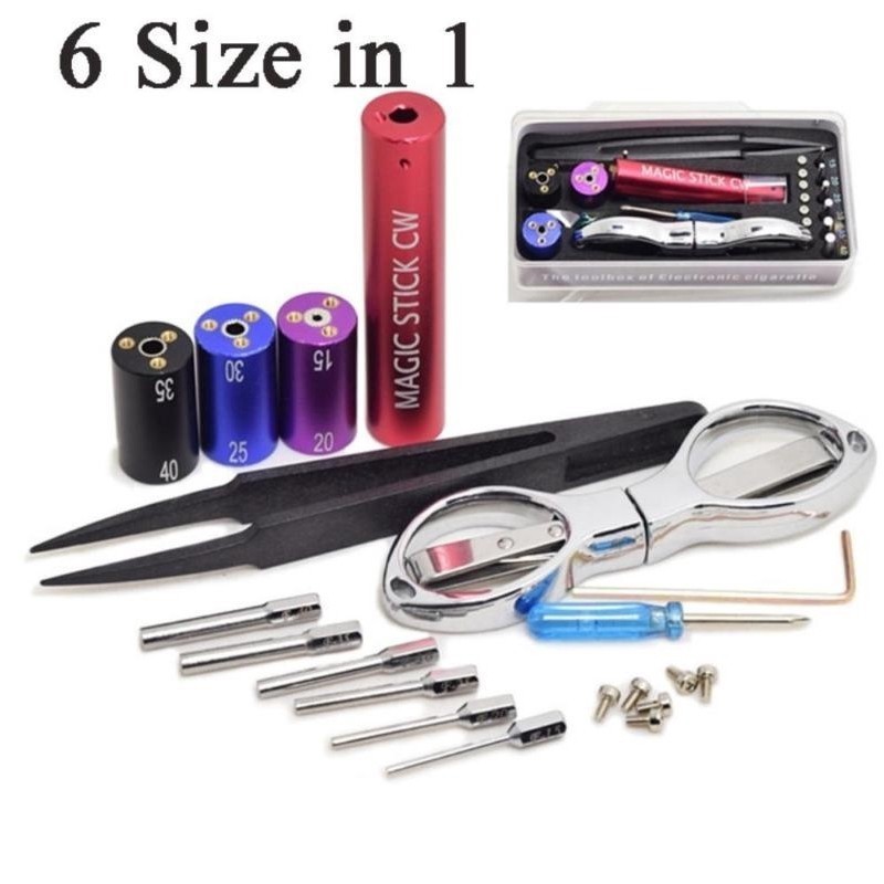 Magic Stick CW Coil Kit 6 Size in 1 Tool box Tweezer Scissor Jig Stick ...