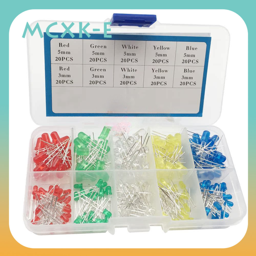 200PC/Lot 3MM 5MM Led Kit With Box Mixed Color Red Green Yellow Blue ...