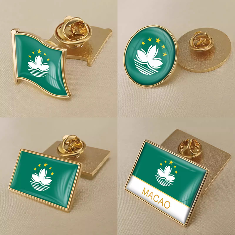 Macau Flag Pin Emblem High-end Brooch Common Luxury Macau China Badge ...