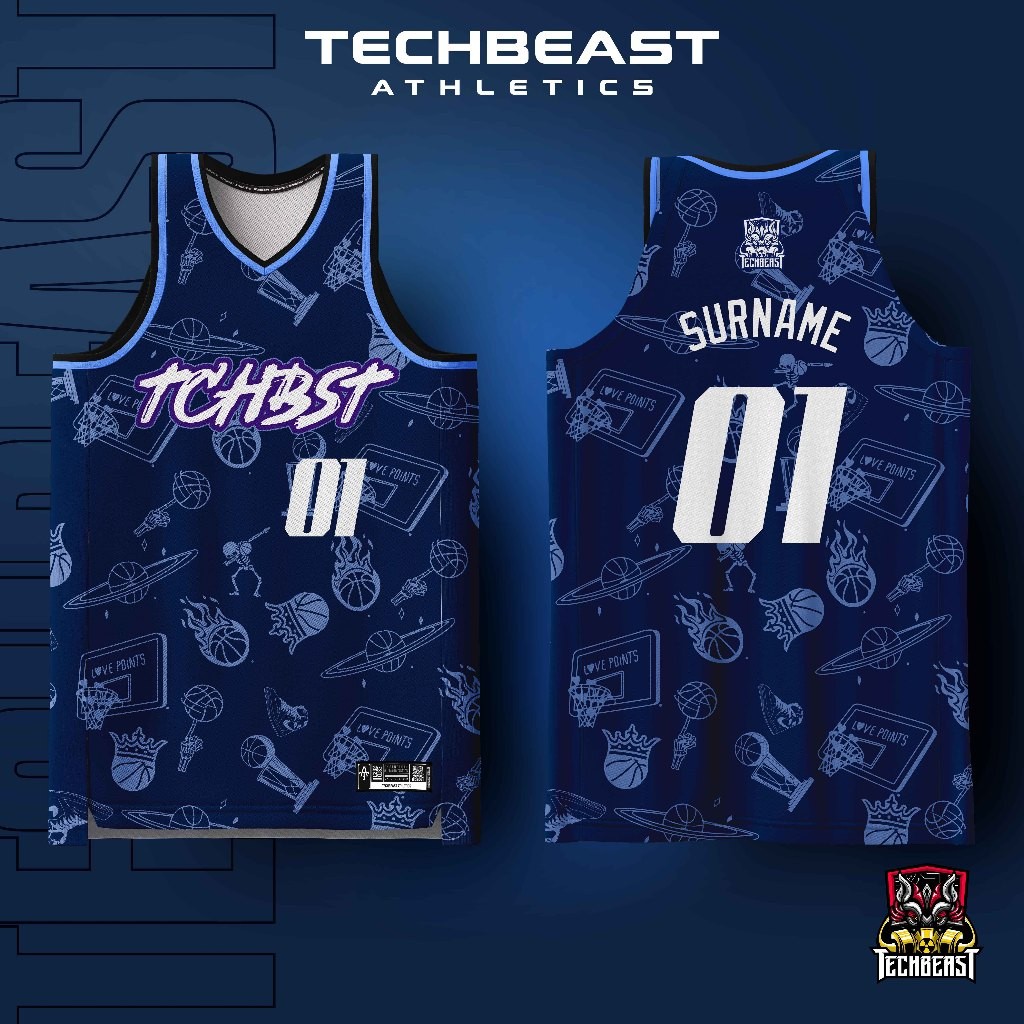 Full Sublimation Basketball Jersey Techbeast ( CUSTOM NAME + NUMBER ) | Shopee Philippines