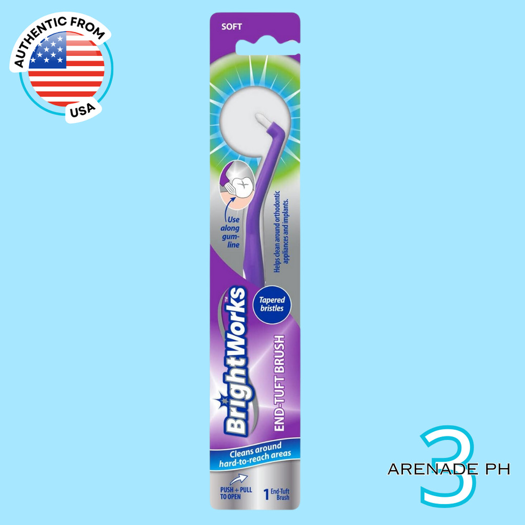 BrightWorks Tapered Bristles End-Tuft Soft Toothbrush, 1 Count (Color ...