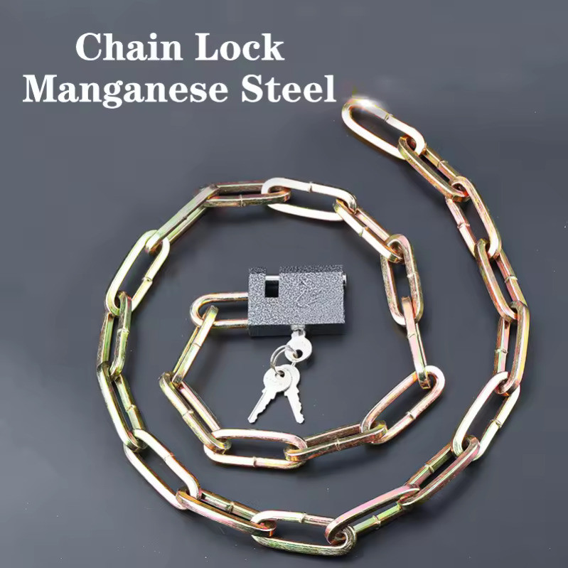 Universal Multipurpose Iron Gold chain with Black padlock Anti-theft ...