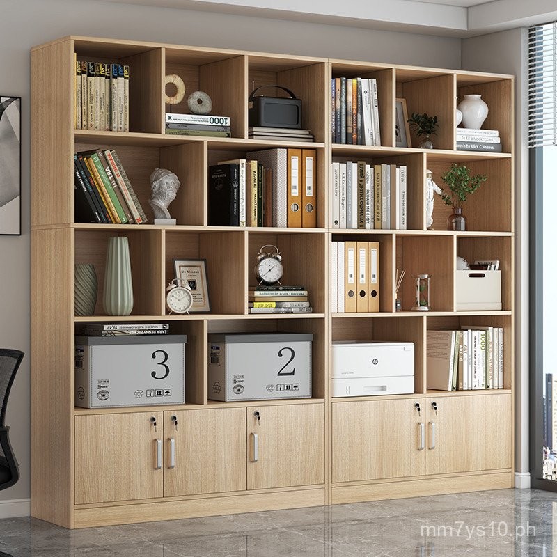 Library Solid Wood Bookshelf Home Bookshelf Combination Storage Cabinet ...