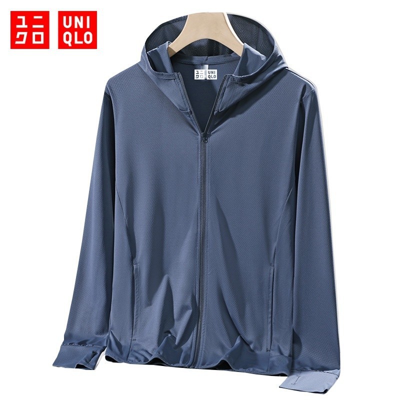 Uniqlo Men Jacket Airism UV Protection UPF 50+ Mesh Long Sleeve Full Zip Hoodie Outdoor Jacke ...