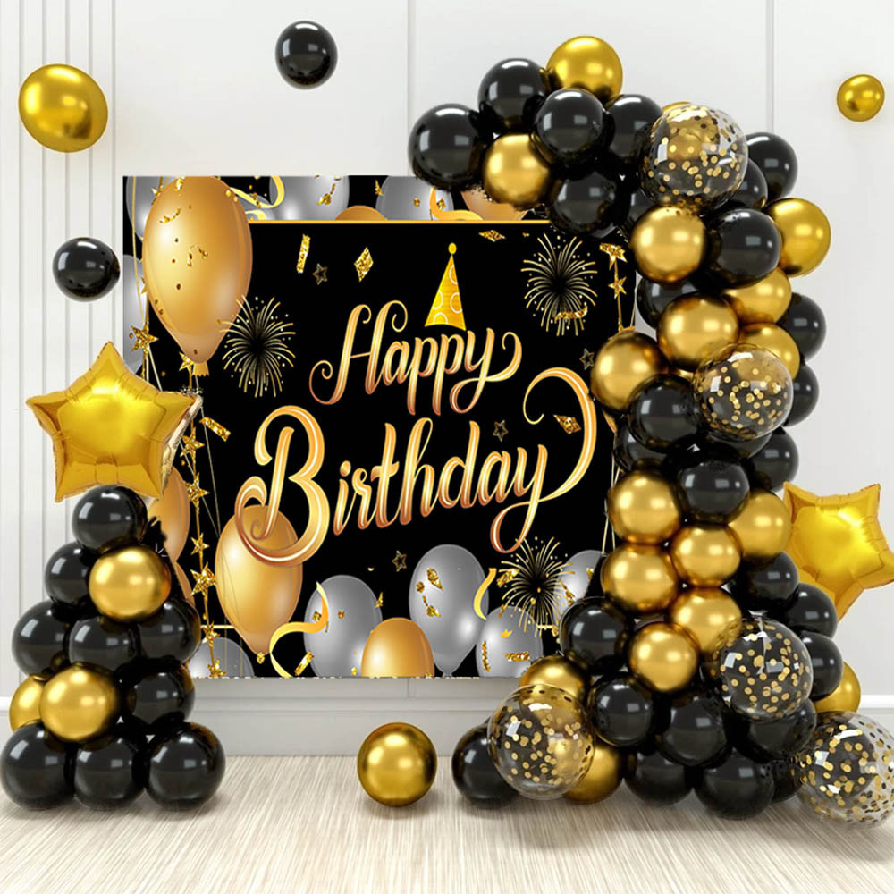 70pcs Black Gold Balloon Garland Arch Kit Confetti Latex Balls Happy 30 ...