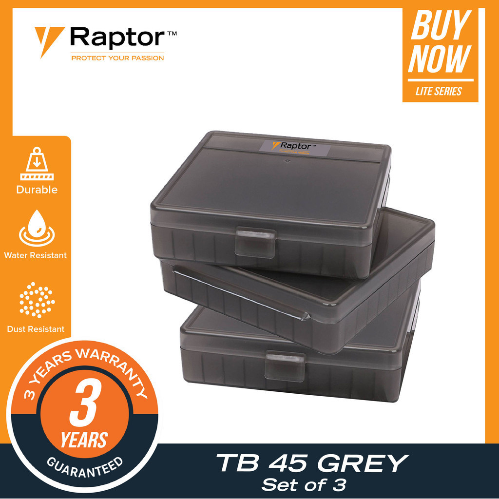 Raptor Case Utility Box 45acp Grey Water/Dust Resistant Plastic Hard ...