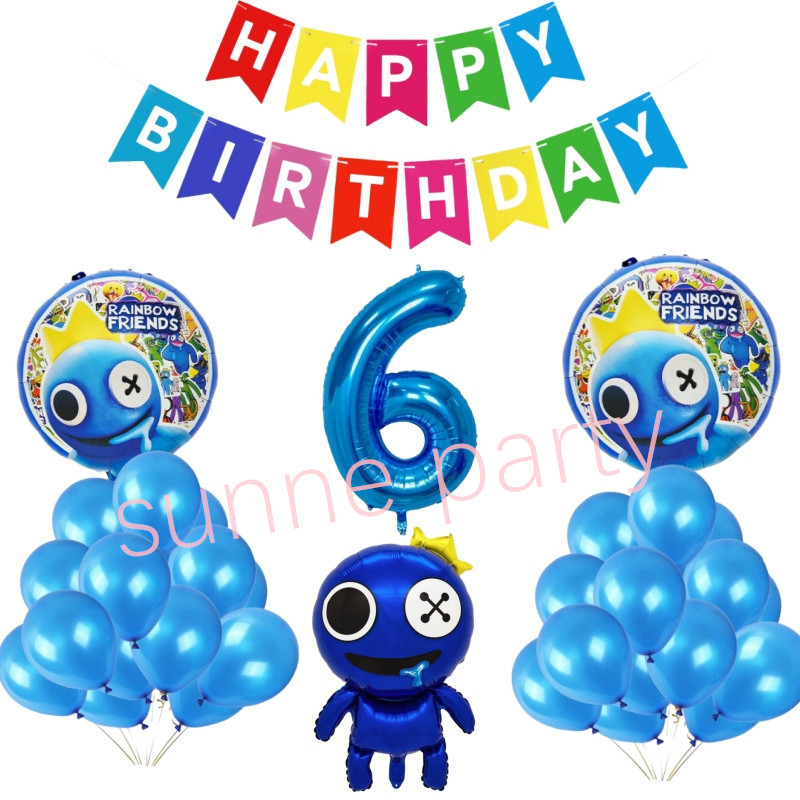 Rainbow Friends Balloons Set for Birthday 32inch Blue Number Balloon ...
