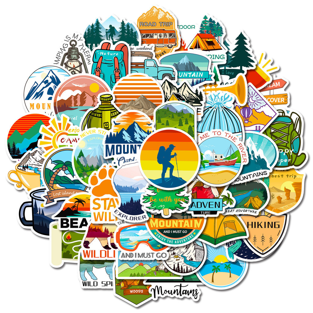 50PCS Outdoor Adventure Camping Waterproof Graffiti Stickers for Helmet ...
