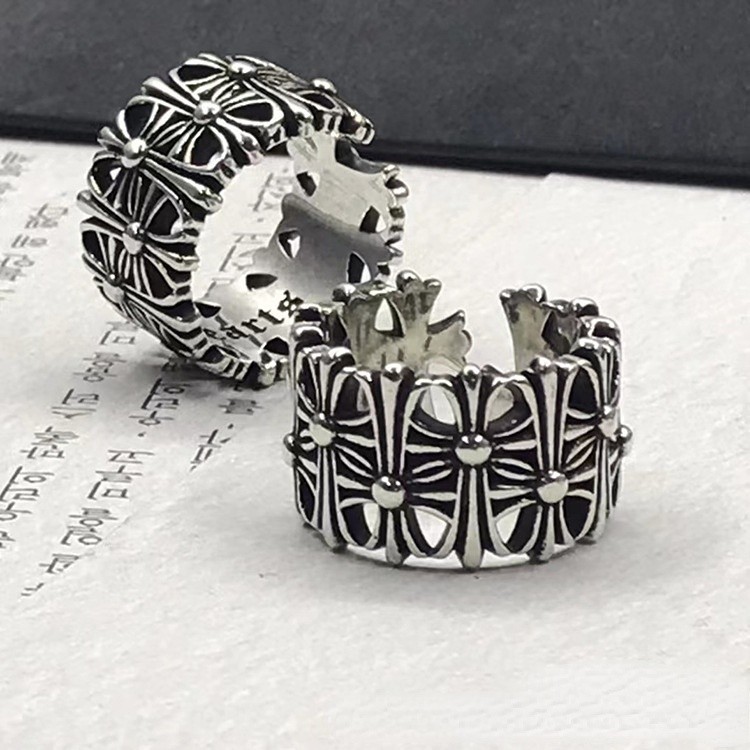 Ch Chrome Hearts Retro Distressed Cross Open Tombstone Ring | Shopee ...