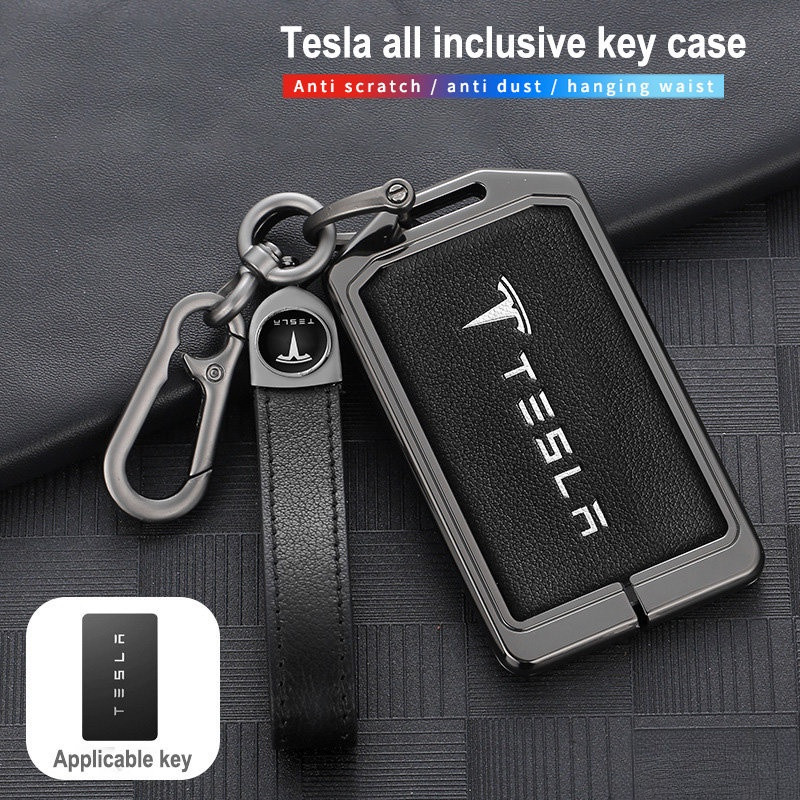 Tesla Model 3 Model Y Smart Remote's Zinc Alloy Leather Remote Keybox ...