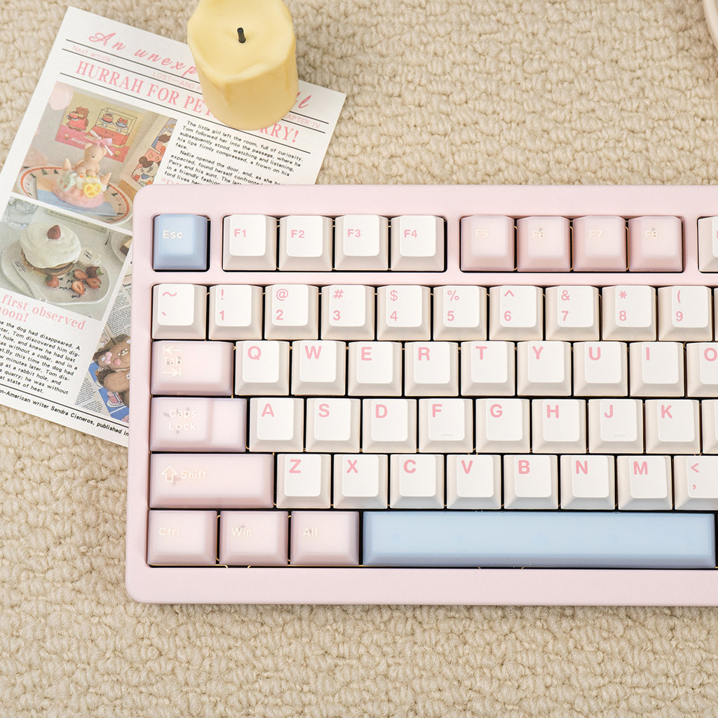 164 Keys Peach Oolong keycaps Pink White ABS+PBT Cherry Profile Double ...