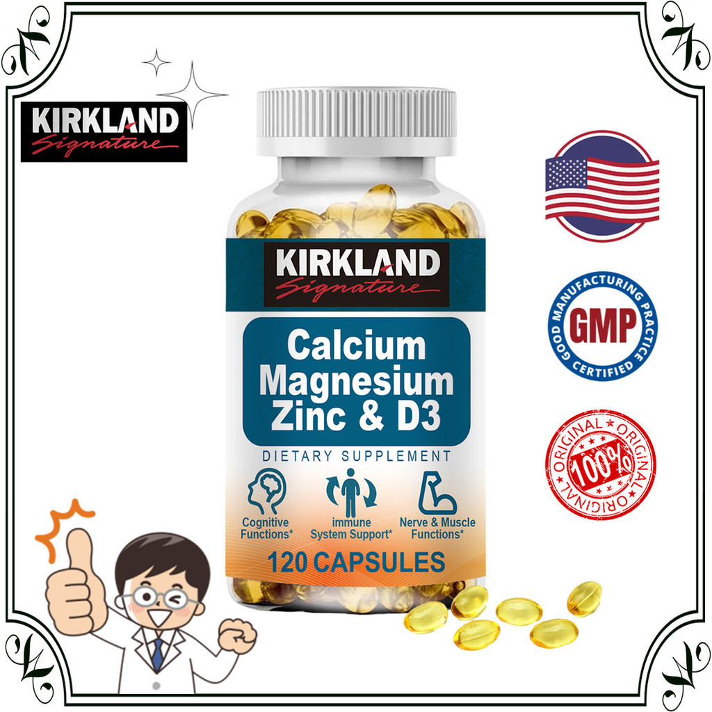 KIRK--LAND Calcium Magnesium Zinc Capsules Supplements - Promotes bone ...