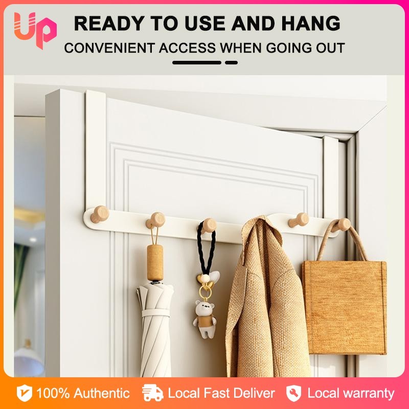 Natural Wood Style Sliding Door Hooks Behind the Door White Clothes ...