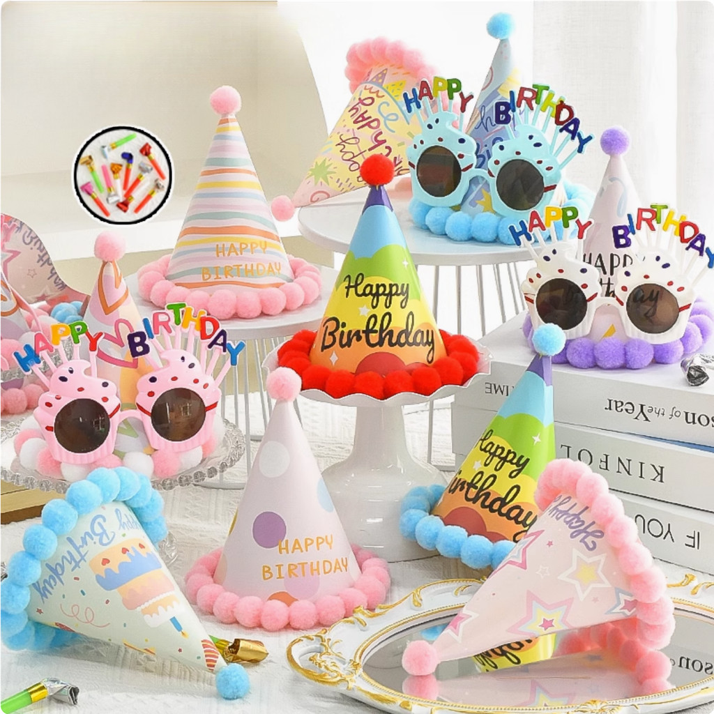 Birthday Party Hats with eyeglass "Happy Birthday" Design Cute Party ...