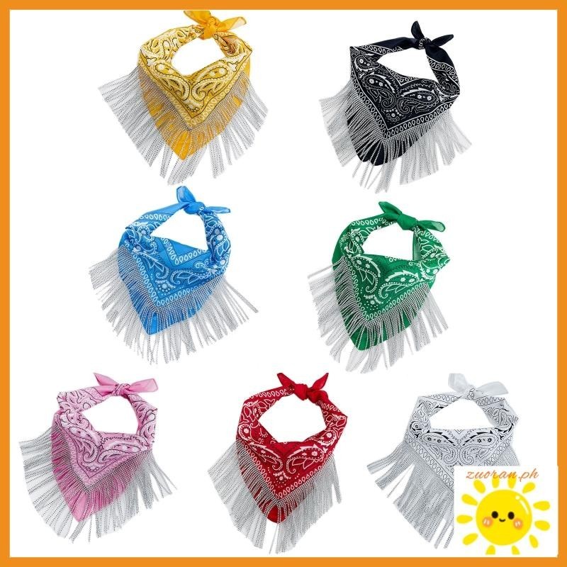 ZUOO Delicate Versatile Disco Bandanas with Silver Fringe Headscarf ...